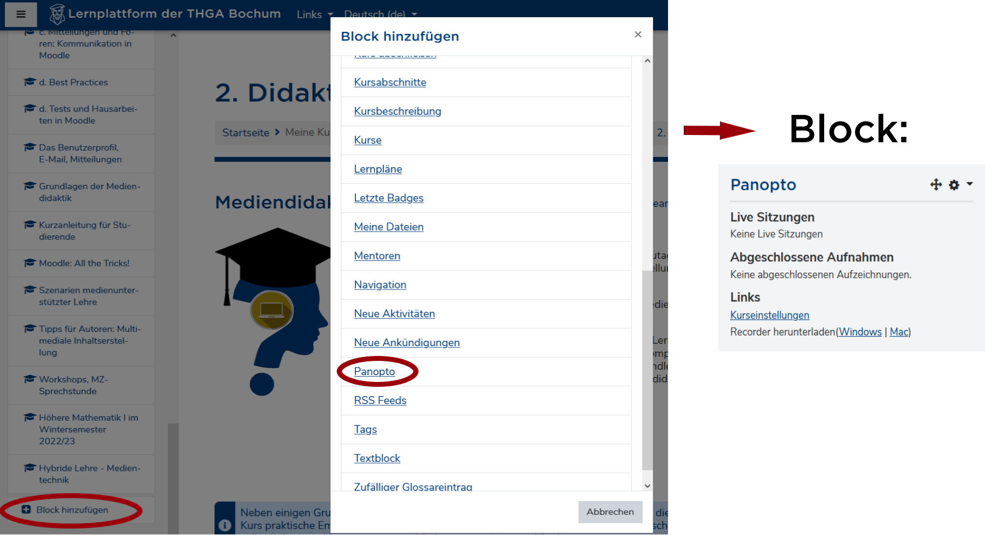 Kurs: Panopto | Lernplattform der THGA Bochum